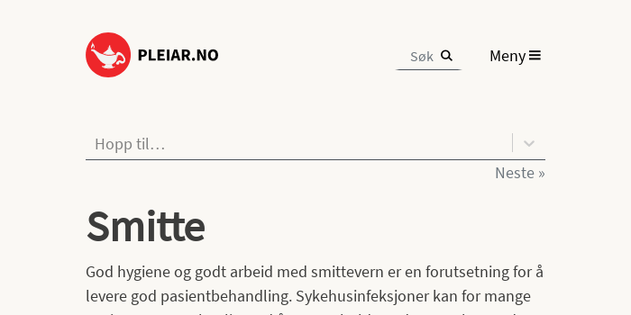 Pleiar.no - Handbok - Hygiene og smittevern